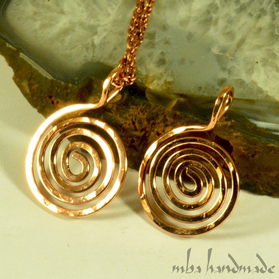 Pure Copper Wire Wrapped Unisex Spiral Pendant Artisan Handcrafted ...