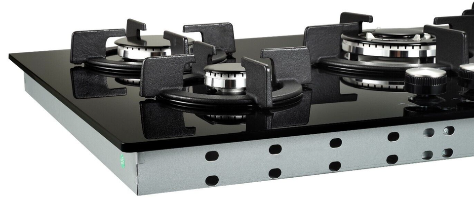 Cookology 90cm Gas on Glass Hob 5-Burner, Wok Zone, Auto Ignite - Black ...