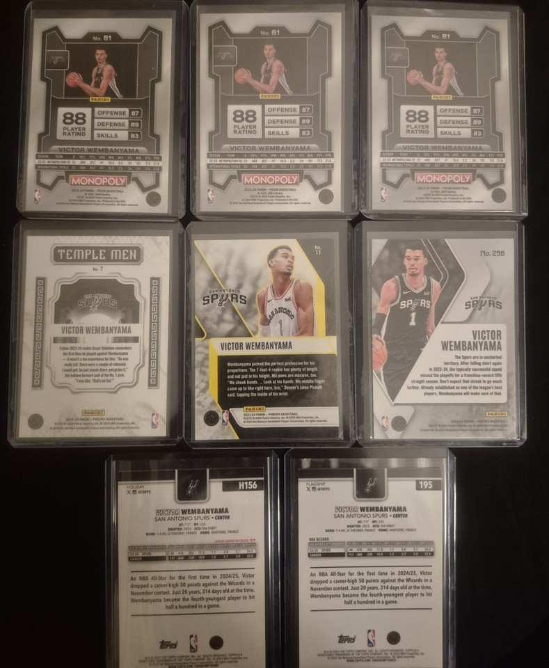 18 Card SPURS LOT + CAITLIN. VICTOR WEMBANYAMA RCs!, DUNCAN, ROBINSON ...