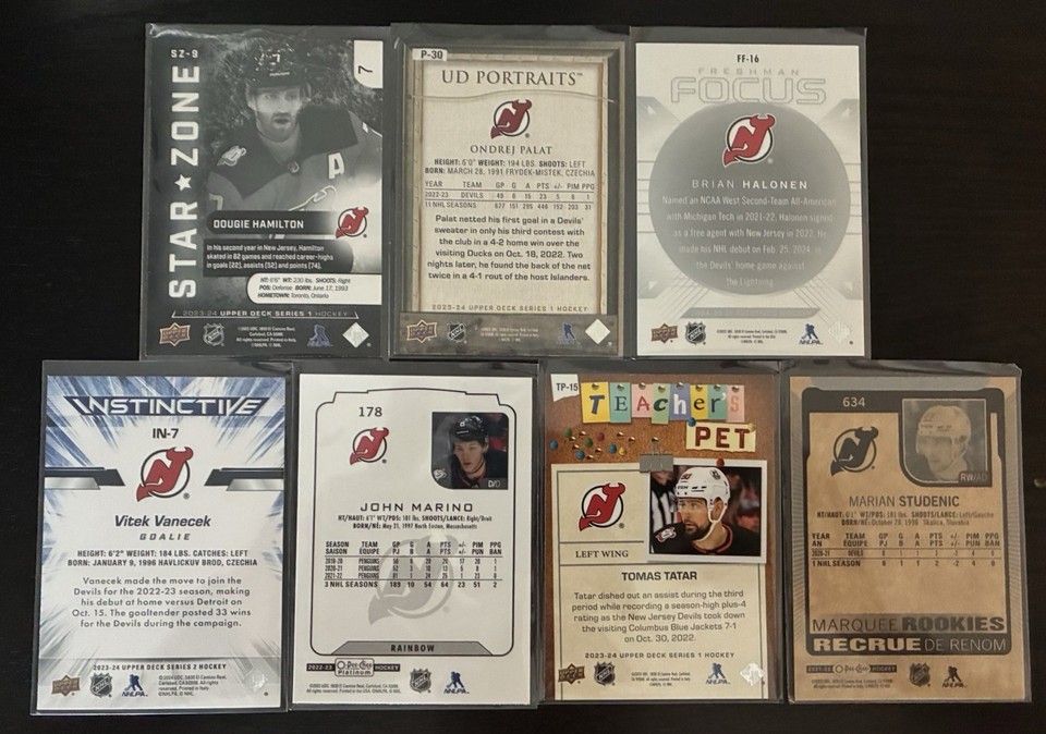 New Jersey Devils Upper Deck NHL Hockey Inserts, Parallels & Rookies 7 ...