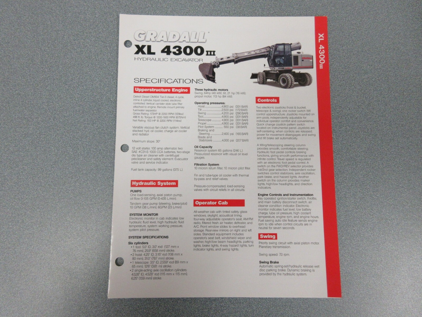Gradall XL 4300-3 Excavator 4 Page Brochure | eBay