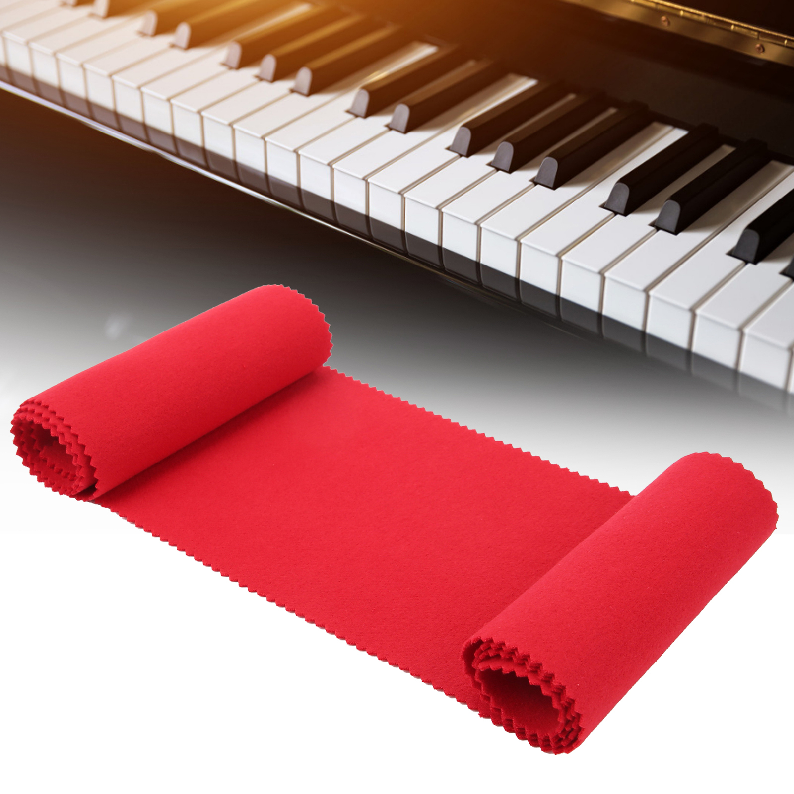 (Red)Piano Keyboard Cover Red Soft Cotton Dustproof Cloth Maintenance ...