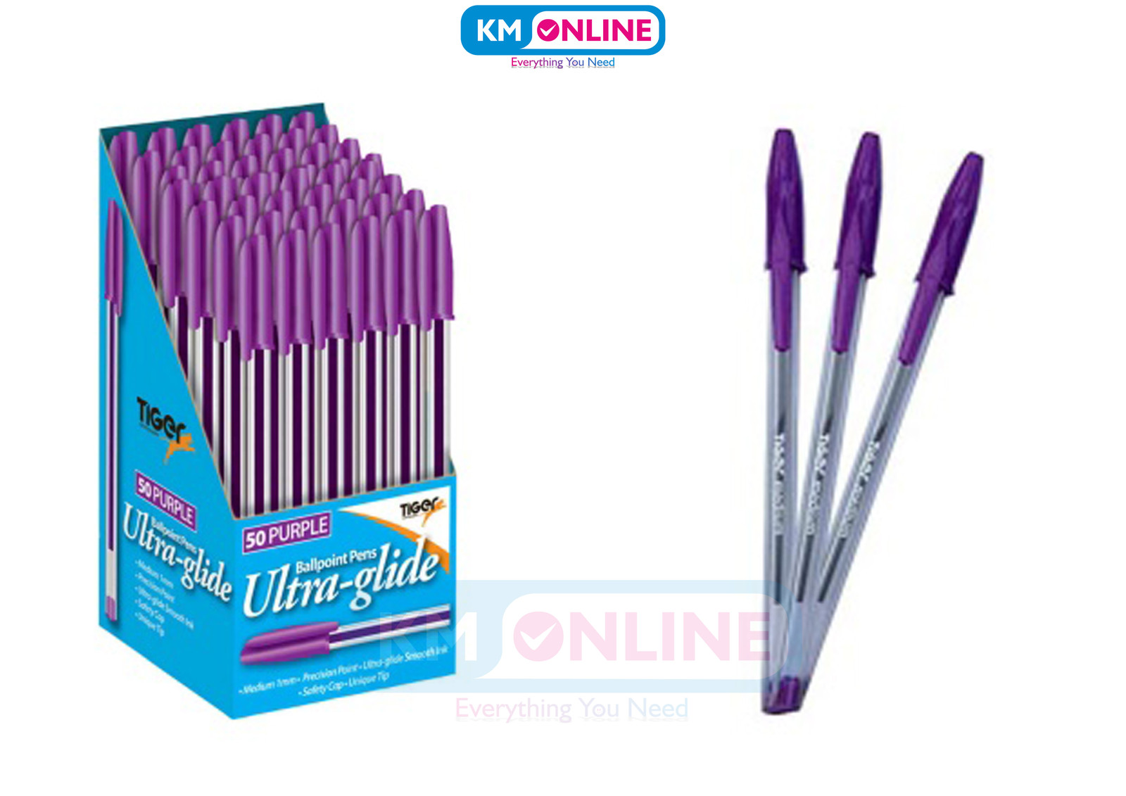 CRISTAL BALLPOINT PURPLE PENS– BIRO MEDIUM 1MM ULTRA GLIDE SMOOTH ...