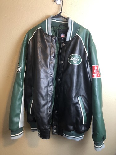 New York Jets vintage NFL Faux Leather Jacket G lll Brand Mens XL | eBay