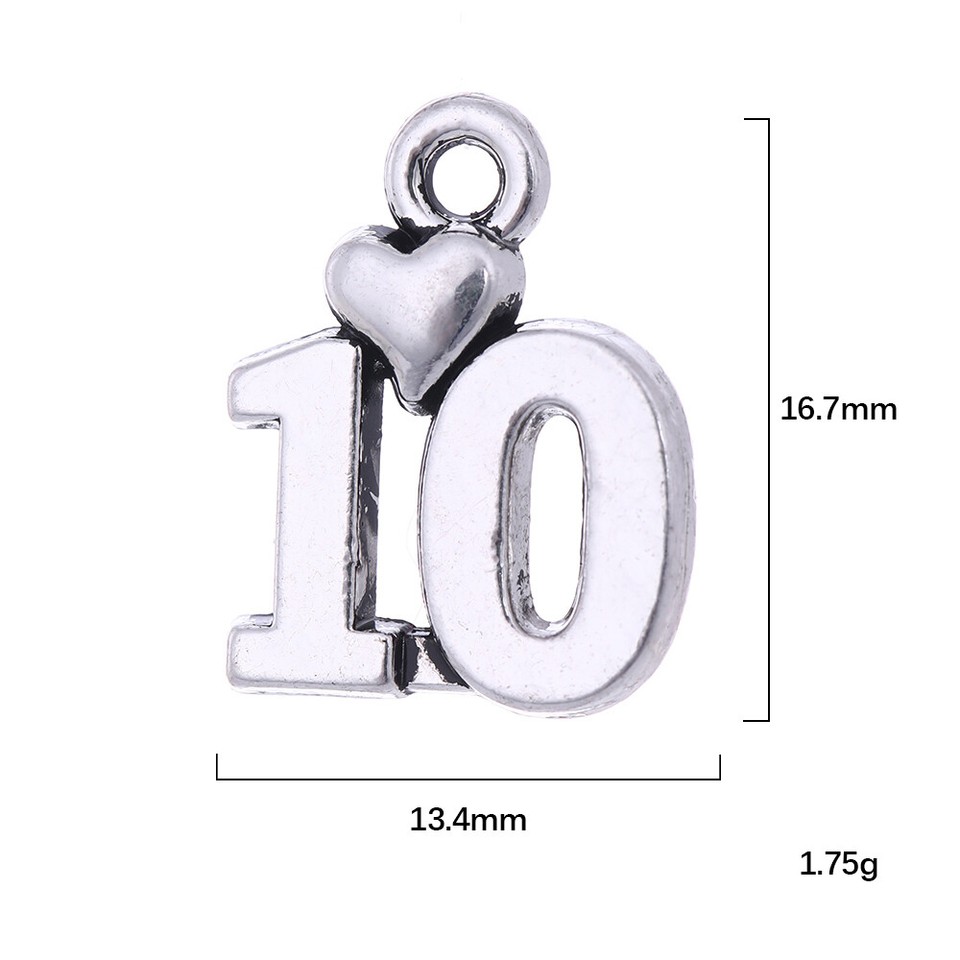 Hot20pcs Antique Heart Shape Love Number 10 11 12 Birthday ...