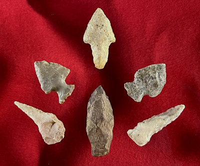 ATTRACTIVE GROUP OF 6 OHIO ARCHAIC ARROWHEADS AUTHENTIC INDIAN ARTIFACT ...