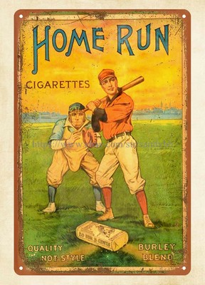 outdoor metal wall art Home Run Cigarettes metal tin sign | eBay