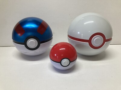 3 Pokemon Pokeballs Tin Lot (Empty) Premier) Great Ball Tins TCG ...