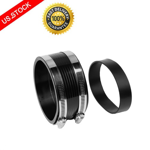 Air Intake Coupler with Clamps Black attach Pipe 4" O.D TO 4" or 4" to ...
