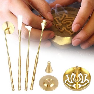 7 Pieces Brass Incense Making Tool Powder Incense Burner Set Chinese ...