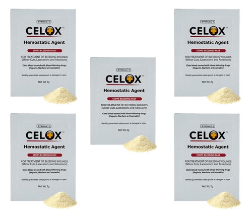 Celox Home 2g Five Pack Stops Bleeding Fast Wound Trauma Bandage First ...