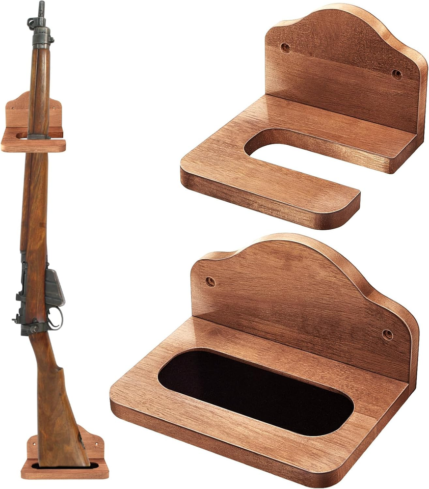 Vertical Gun Rack Hardwood Gun Rack Holder Wall Mount Brown Rifle Rack ...