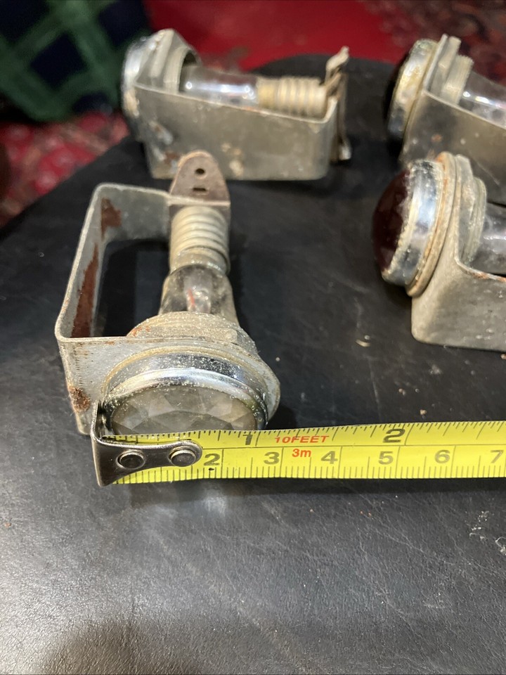 4 Vintage Indicator Jeweled Dash Light Red Green Orange White Panel Rat ...