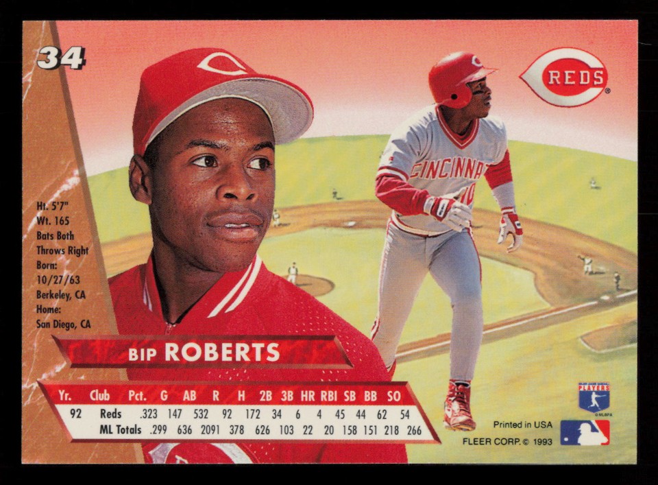 1993 Ultra Bip Roberts #34 Cincinnati Reds Baseball Card | eBay