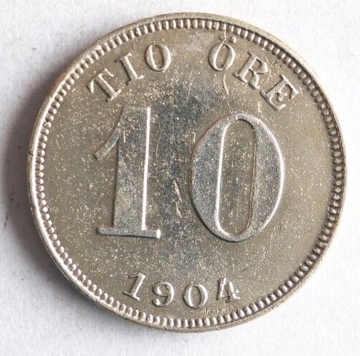 1904 SWEDEN 10 ORE - AU - EXCELLENT High Value Silver Coin - Lot #J8 | eBay