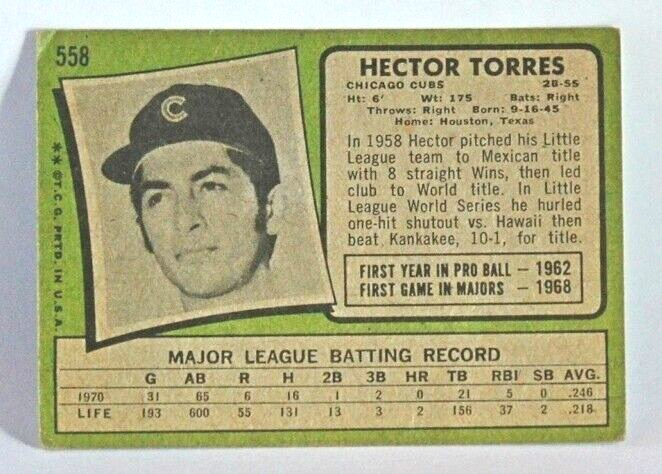 1971 Topps #558 Hector Torres - Cubs 2Base SS baseball card EX | eBay