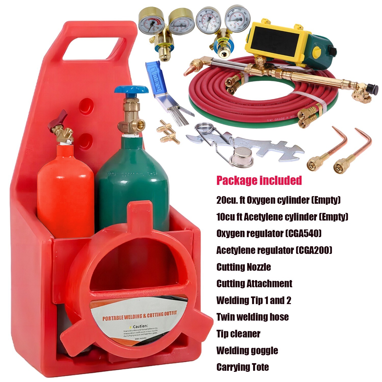 HVAC Portable Oxygen Acetylene Welding Cutting Torch Kit w/ Carrying ...