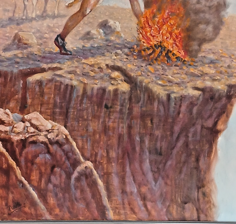 Gregory Perillo oil painting Black Feet making smoke signals 24x36 ...