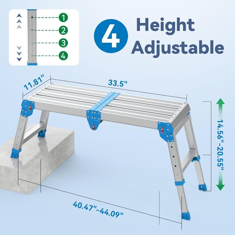 Work Platform 500 Lbs Capacity, Foldind Step Stool with One-Touch ...