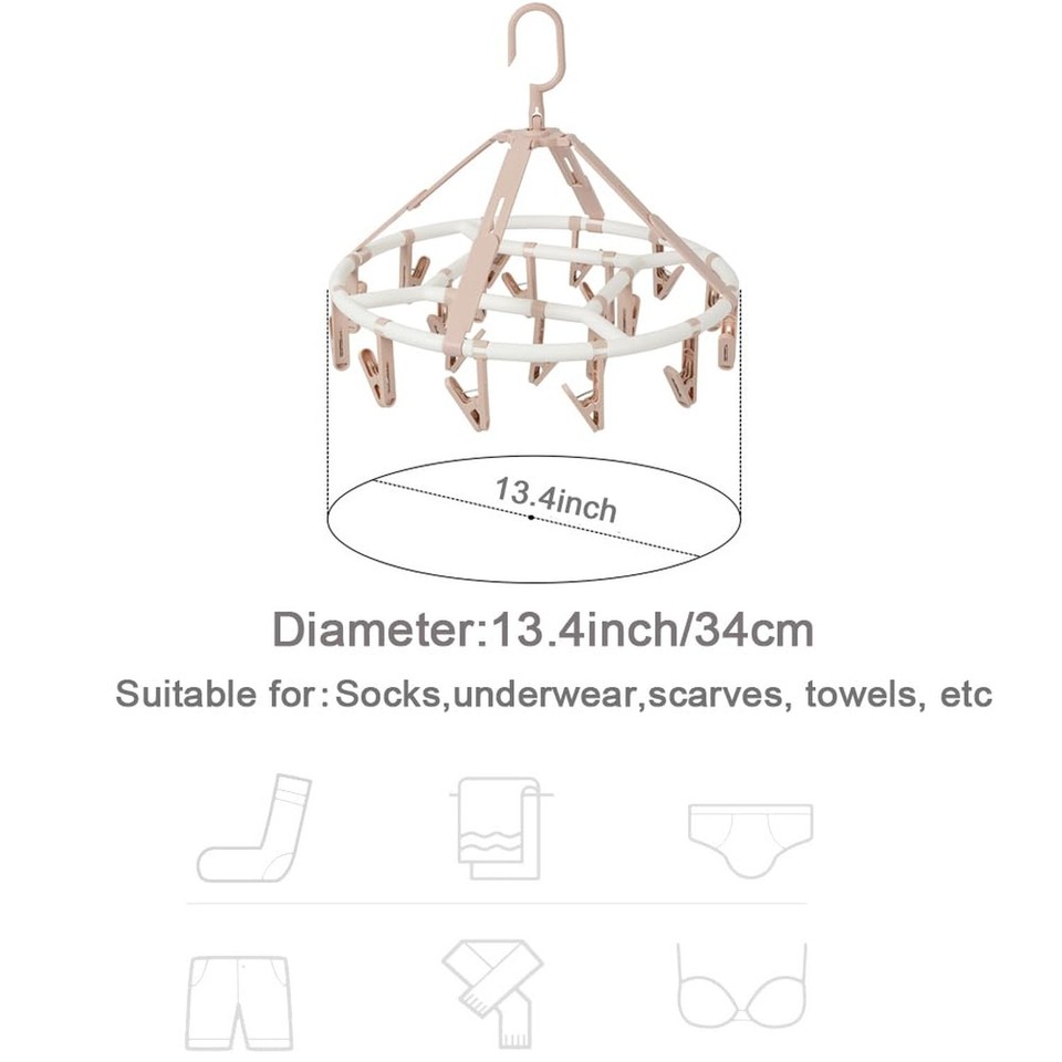 Clothes Drying Racks Foldable Clip Hangers Drip Hanger Plastic with 20 ...
