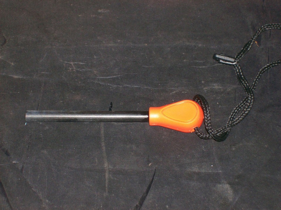 Magnesium Fire Starter W/Striker/Scraper Knife & Black Cord Original ...