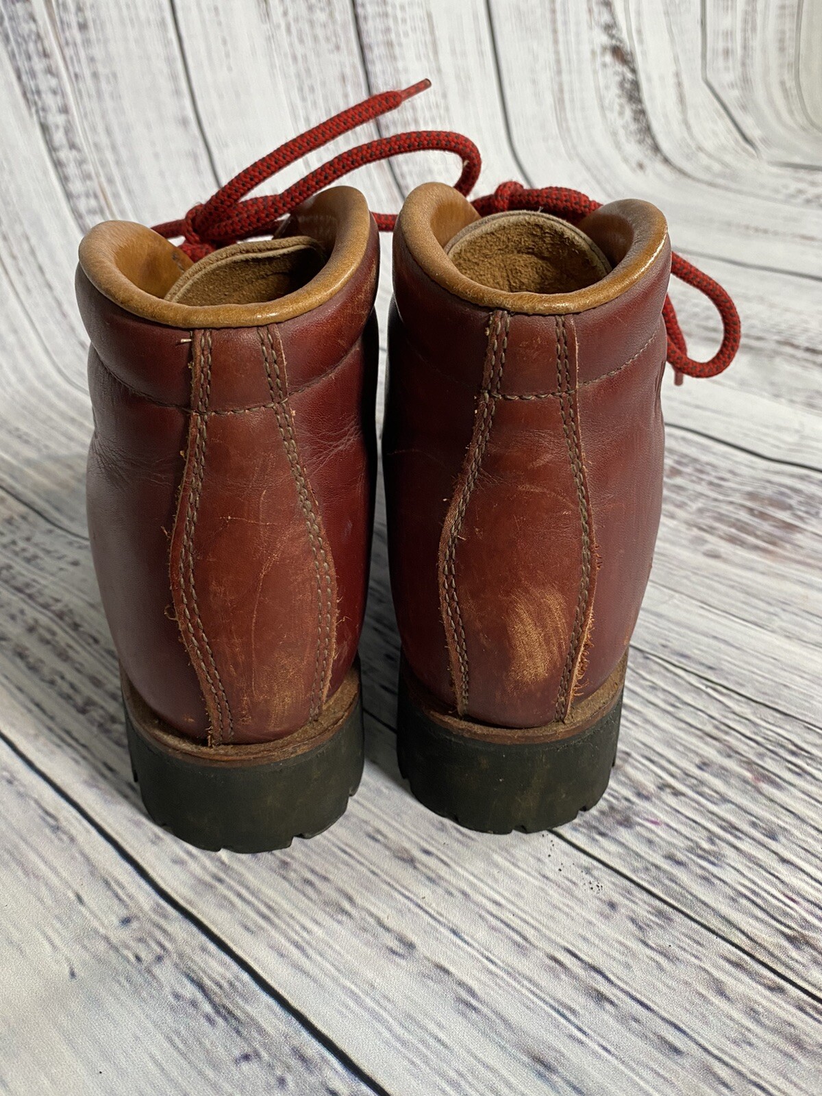 Vintage Vasque Italy Highlander Red Leather Hiking Bo… - Gem