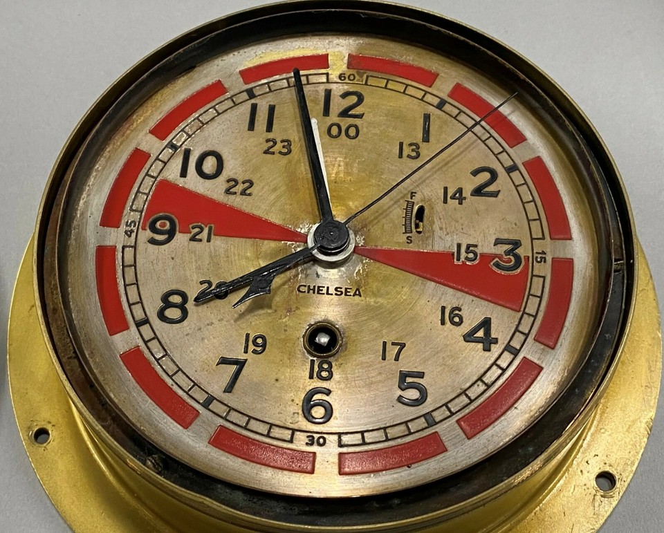 Chelsea Radio Room 8 Day Clock with Stand, Winding Key, & Morse Code ...