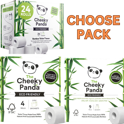 The Cheeky Panda Bamboo Toilet Tissue Paper Tissue Rolls 3 Ply Pack Of ...