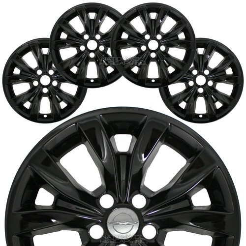 "2015-2020 Chrysler 300 17"" Gloss Black Wheel Skin Hub Caps Full Rim ...