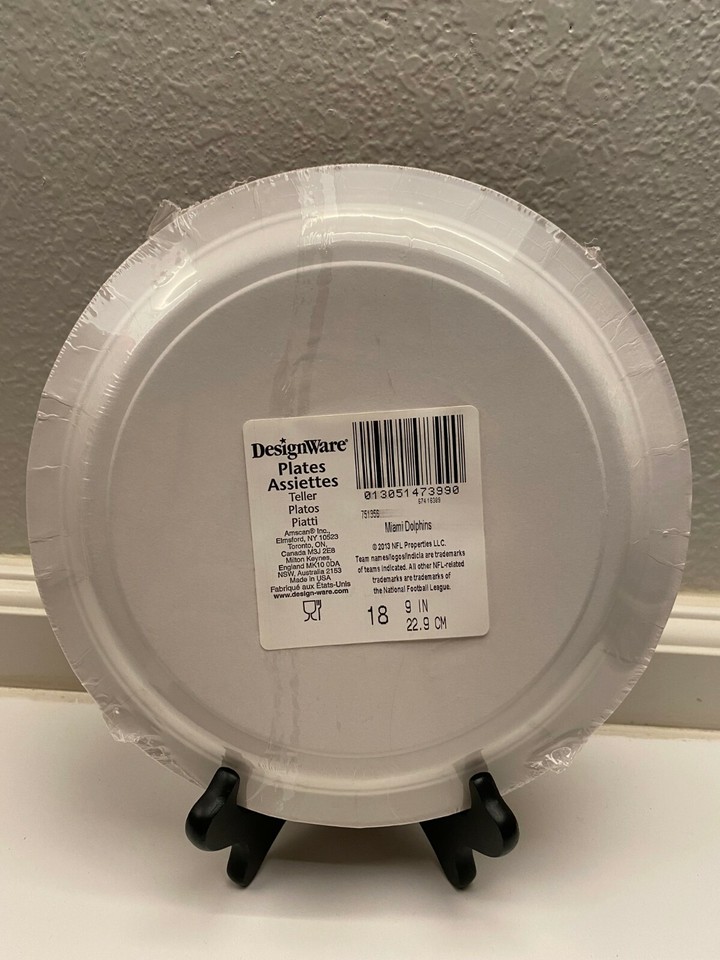 Miami Dolphins NFL Pro Football Sports Party 9" Paper Dinner Plates 18 ...