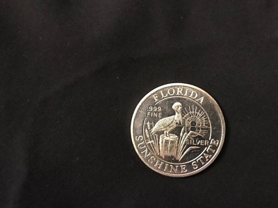 Florida Sunshine State .999 Fine Silver Art Round Medal Coin - Silver ...