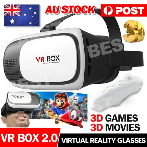 VR Box 3D Virtual Reality Headset Glasses& Bluetooth With Remote For ...