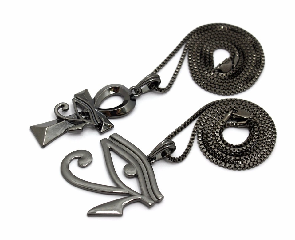 NEW EYE OF HERU, ANKH CROSS, ANUBIS PENDANT & BOX CHAINS HIP HOP ...