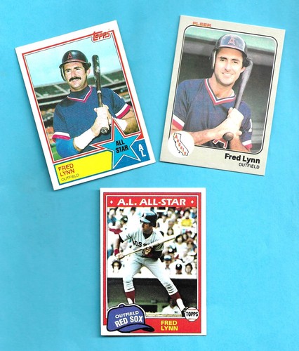 3 CARD FRED LYNN LOT! BOSTON RED SOX/ANGELS 1981/83 Topps/Fleer SHARP ...