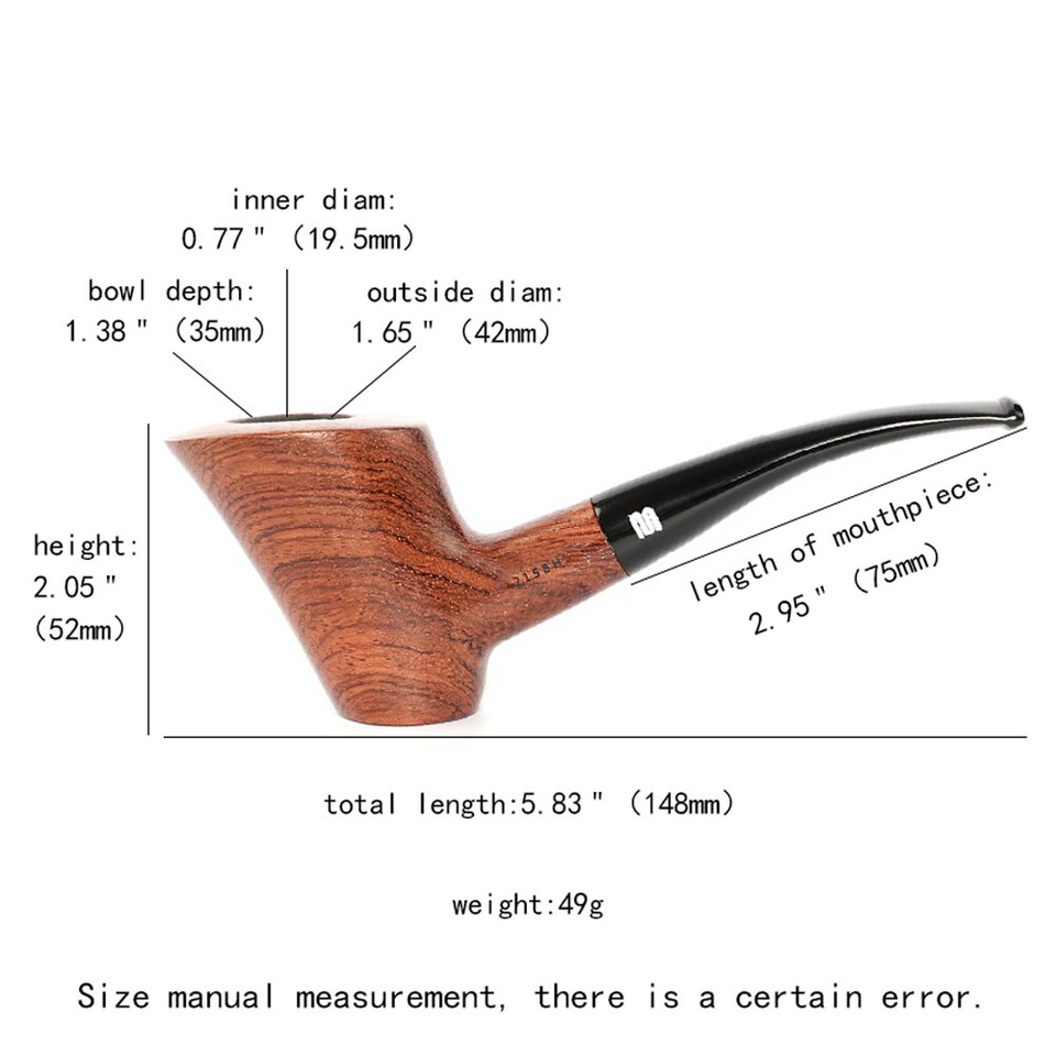 Handmade Poker Pipe Rosewood Tobacco Pipe 9mm Filter Bent Stem Wood ...