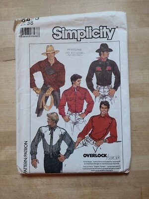 Simplicity 8473 Fitted Country Western Shirt w Button or Snap Close Sz ...