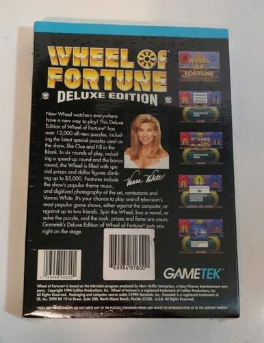 New Wheel of Fortune Deluxe Edition-1994 Gametek IBM PC Game 3.5" Vanna ...