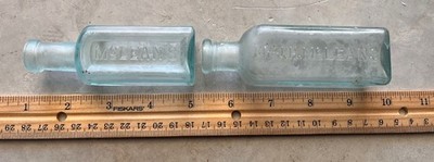 2 Pretty 1890s Aqua McLean's Volcanic Oil Bottles dug at New Mexico ...