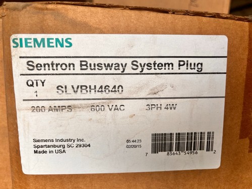SIEMENS SENTRON BUSWAY SYSTEM PLUG 200A, 600V, 3PH | eBay
