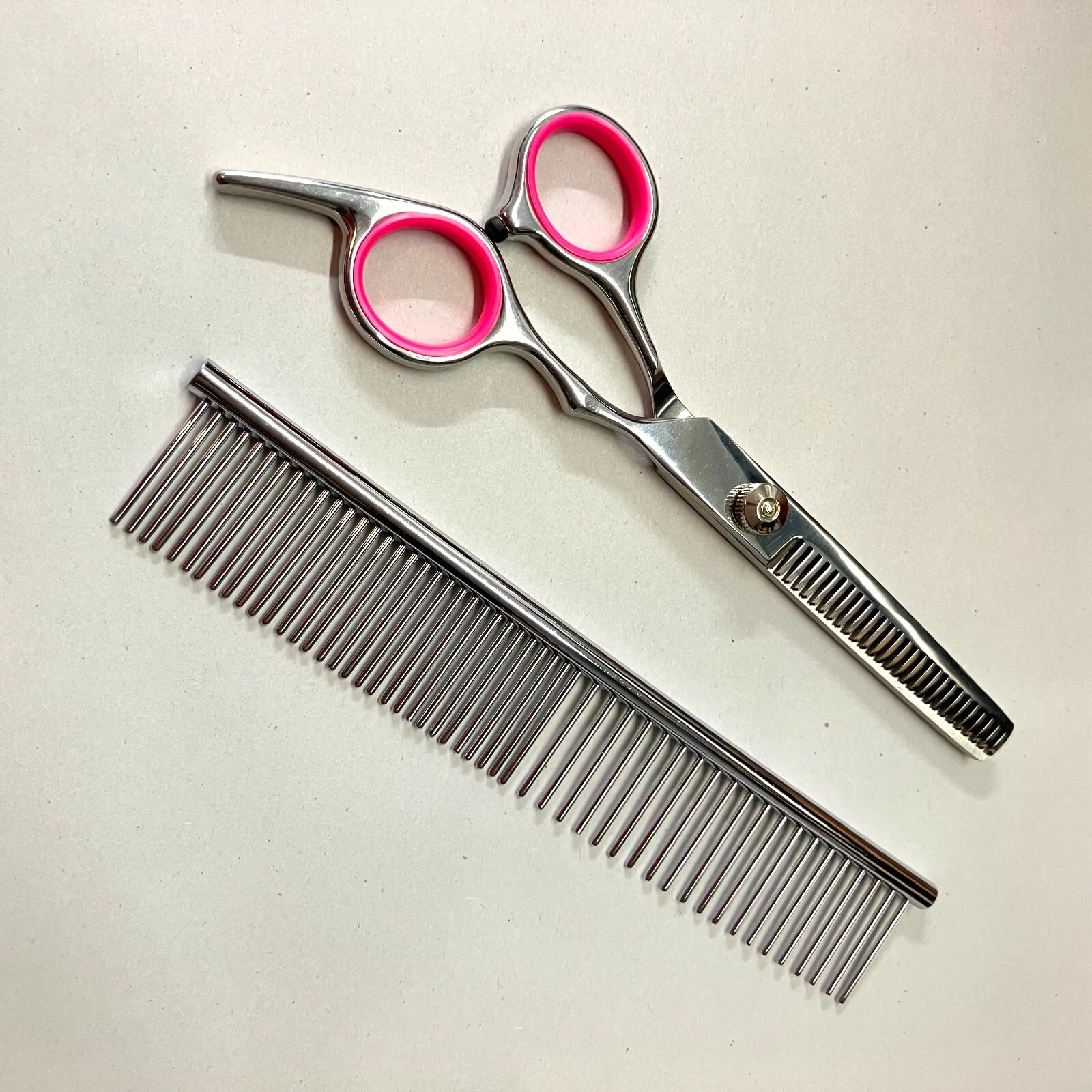 Dog Grooming Thinning Shears & Comb Set Titanium Coated Stainless Steel ...