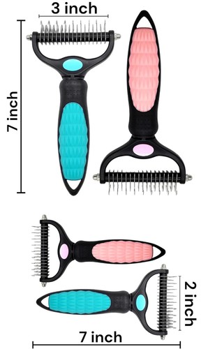 Grooming Tool 2 Sided Undercoat Rake for Pet Cats & Dogs Safe Dematting ...