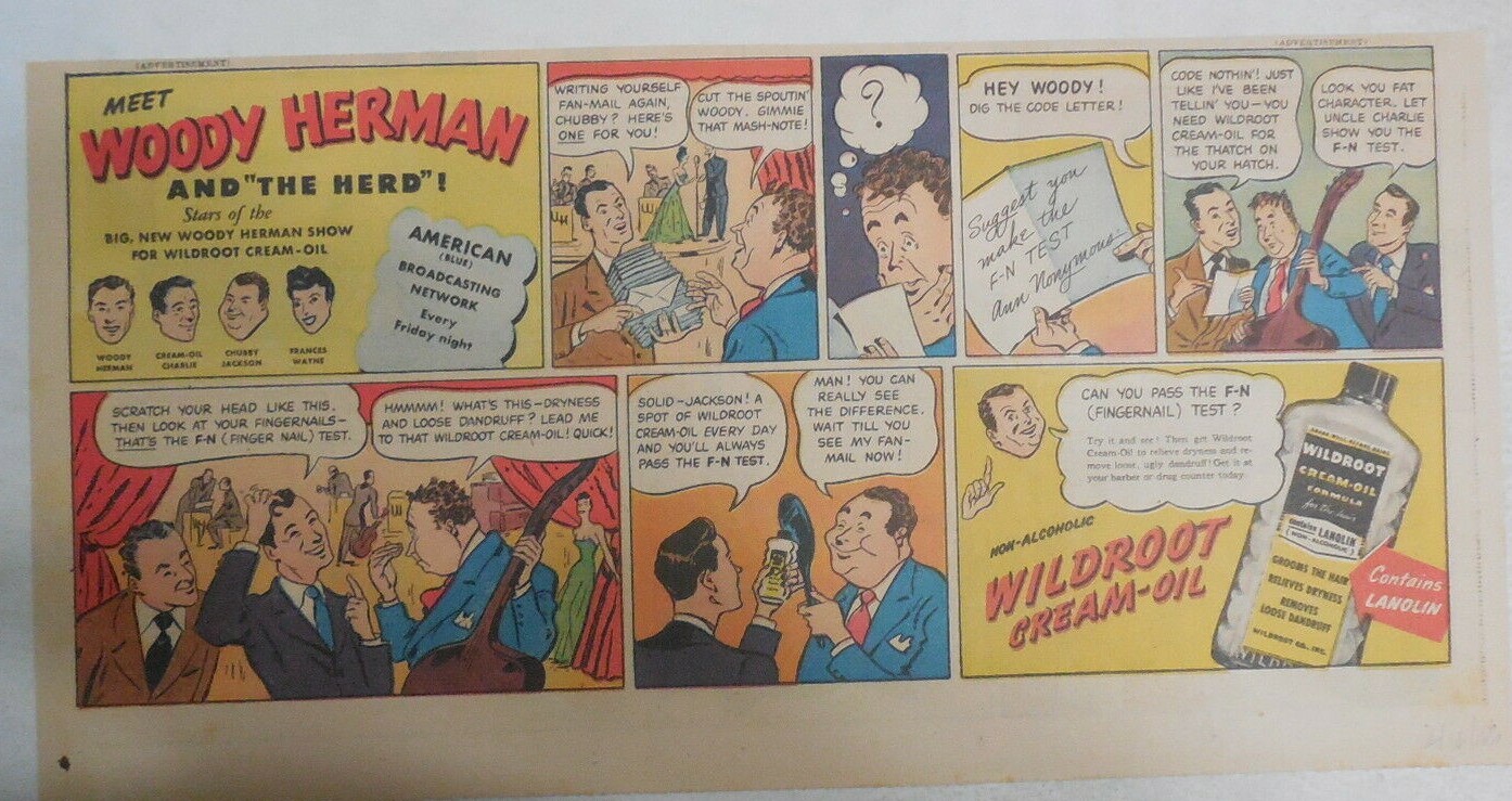 Wildroot Cream-Oil Hair Tonic Ad: Woody Herman and The Herd ! from 1946 ...