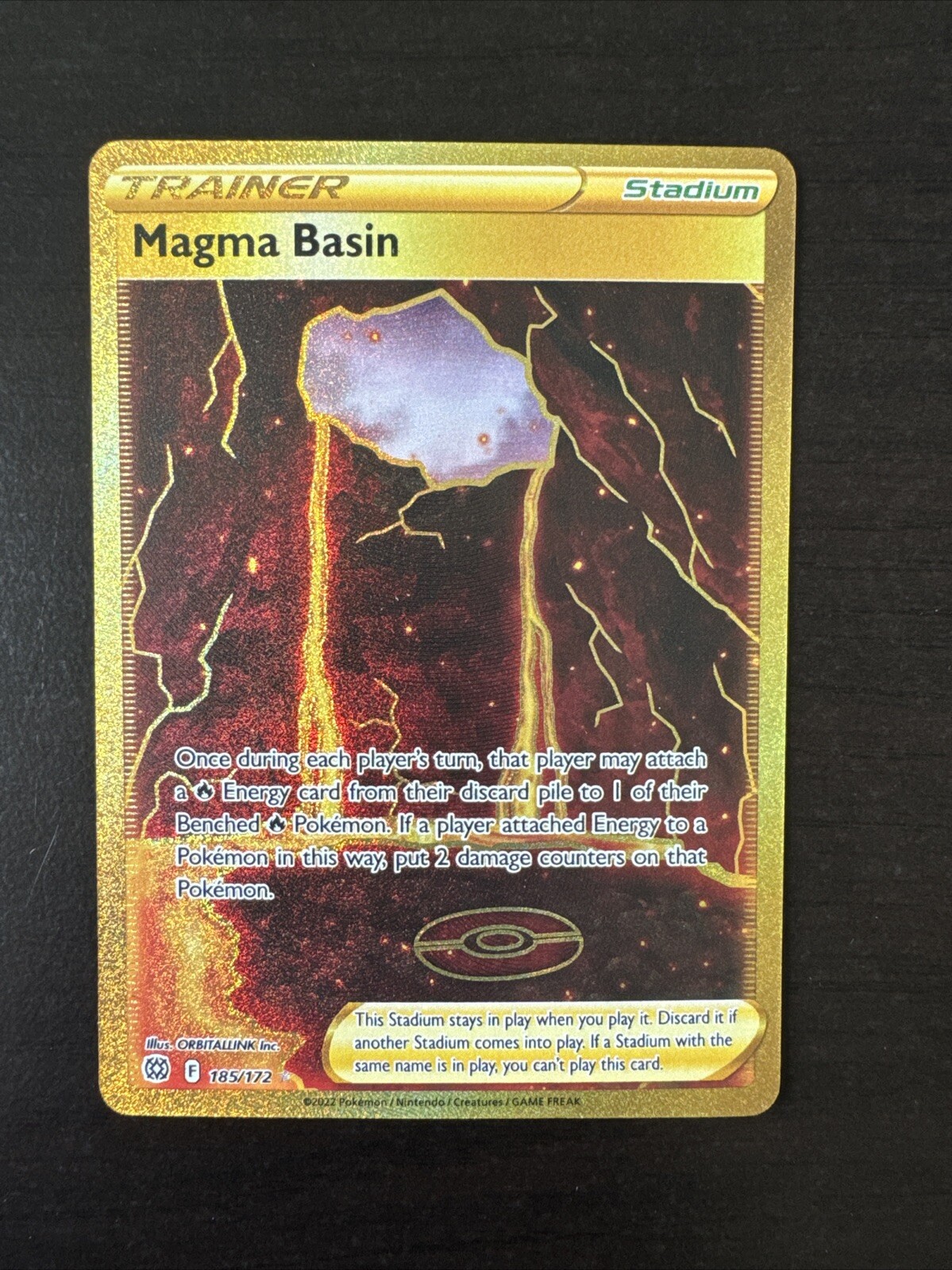 Magma Basin 185/172 - Brilliant Stars - Gold Secret Holo Pokemon Card ...