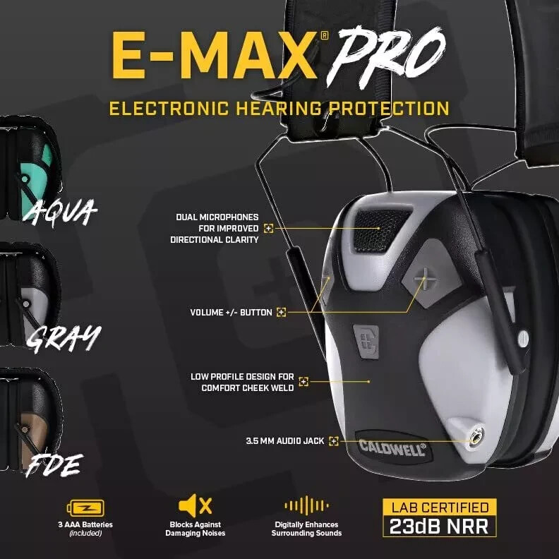 NEW Caldwell E-MAX Pro Electronic Hearing Protection 23-24 NRR ...