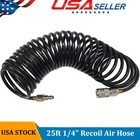 25ft 1/4" NPT Recoil Air Hose Re Coil Spring Ends Pneumatic Air ...