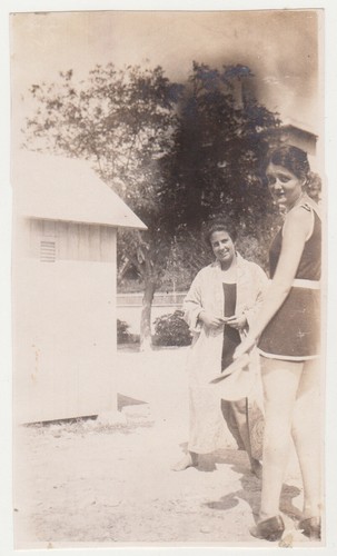 Two Pretty Young Women Flapper on Beach Swimsuit Bikini 1920s Antique ...