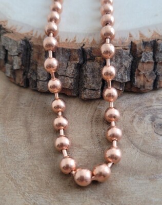 Pure Copper 6mm Ball Chain Necklace Copper Arthritis Pain Relief Biker ...