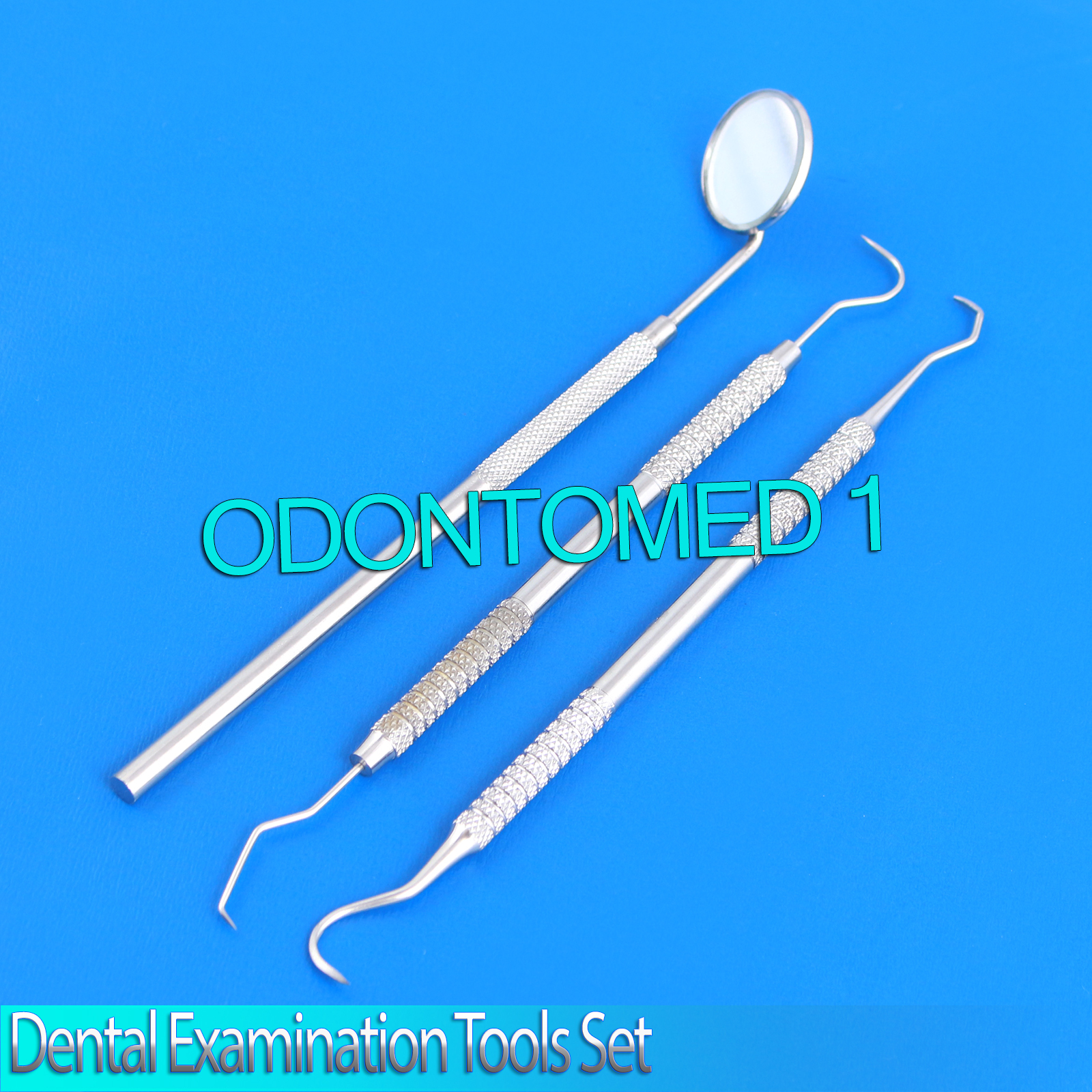 Mouth Mirror With Handle, Sickle Scaler And Explorer Dental Examination ...