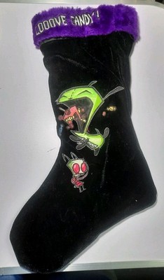 Vintage Y2K Scenecore Velvet Plush Invader Zim & Grr Christmas Stocking ...