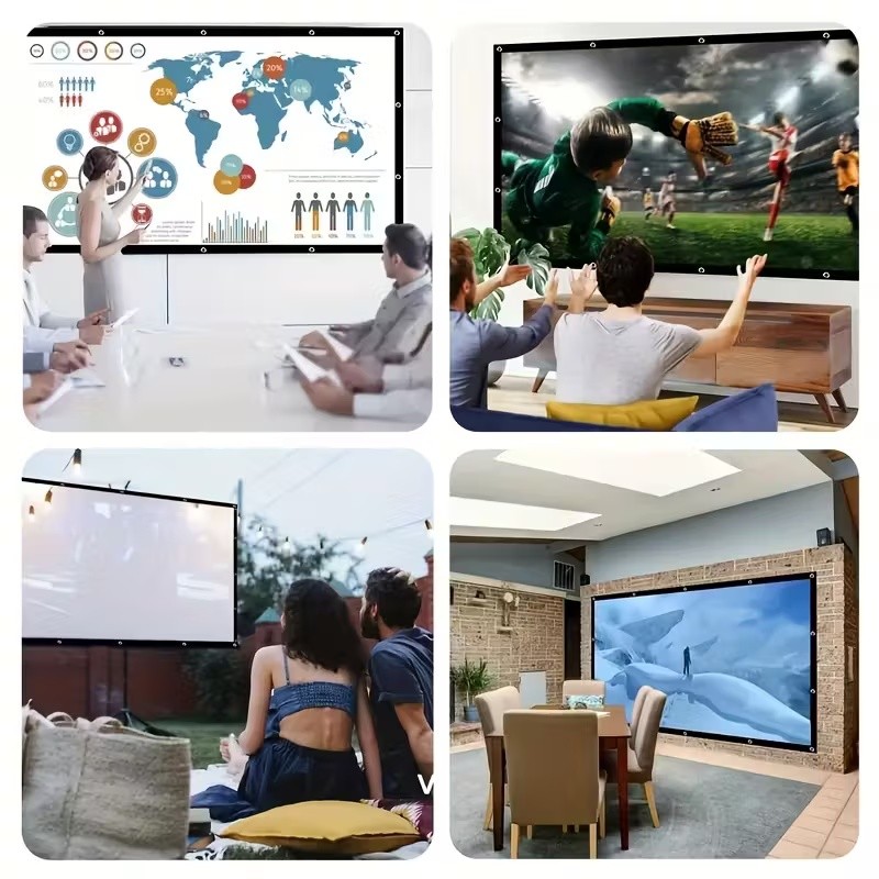 60" -150" Projector Screen HD Foldable Projection Curtain Outdoor Home ...